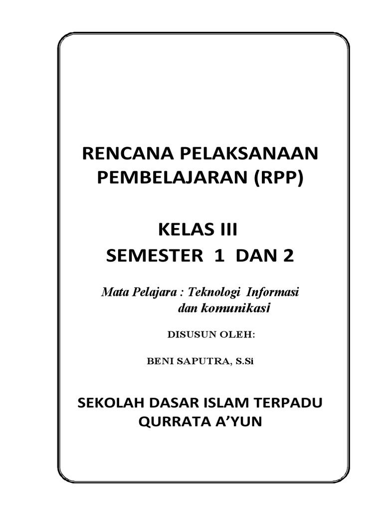 RPP TIK SDIT Kelas III | PDF
