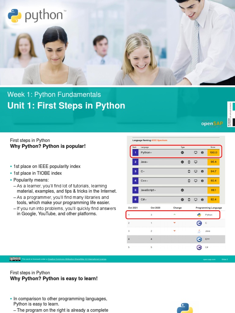 Opensap Python1 Week 1 Unit 1 Firststeps Presentation Pdf Python Programming Language