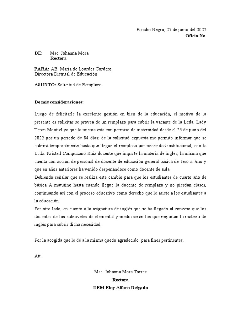 Carta De Solicitud De Trabajo Referida