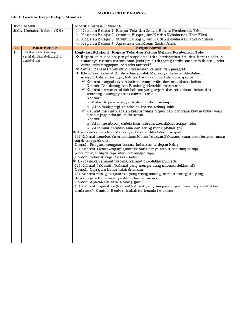 LK 0.1 Belajar Mandiri | PDF