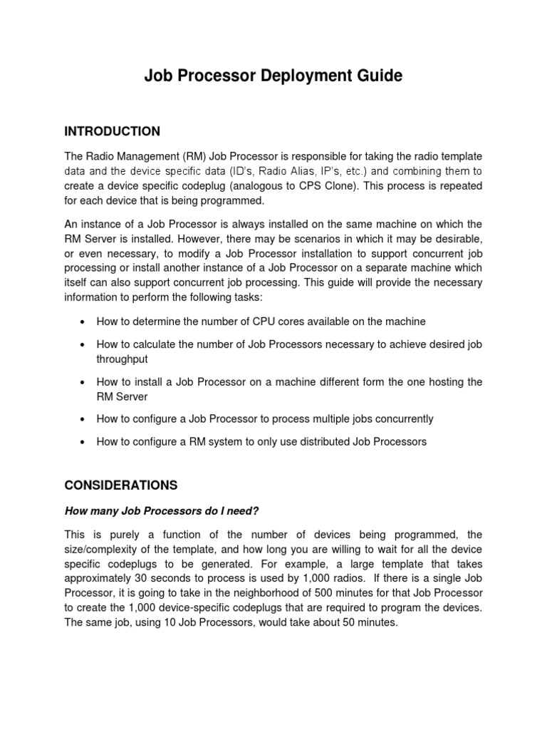 Job Processor Deployment | PDF | Central Processing Unit | Random Access Memory