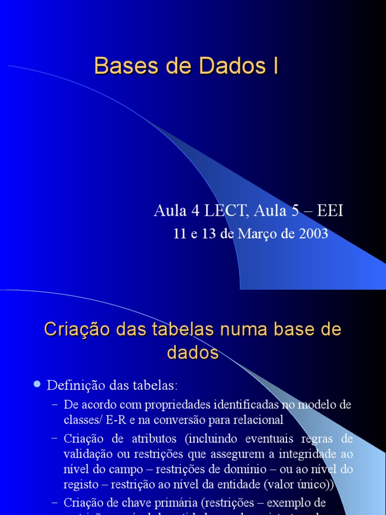 Aula 5 EEI | PDF | Modelo relacional | Bancos de dados