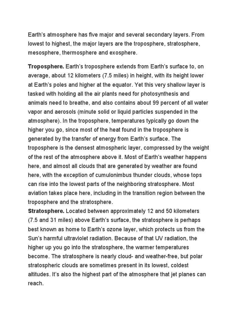 Layers of The Atmosphere Notes | PDF | Atmosphere Of Earth | Troposphere