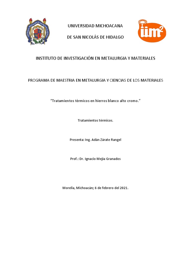 Tratamientos Termicos Adán Zarate Rangel | PDF | Tratamiento a base de ...