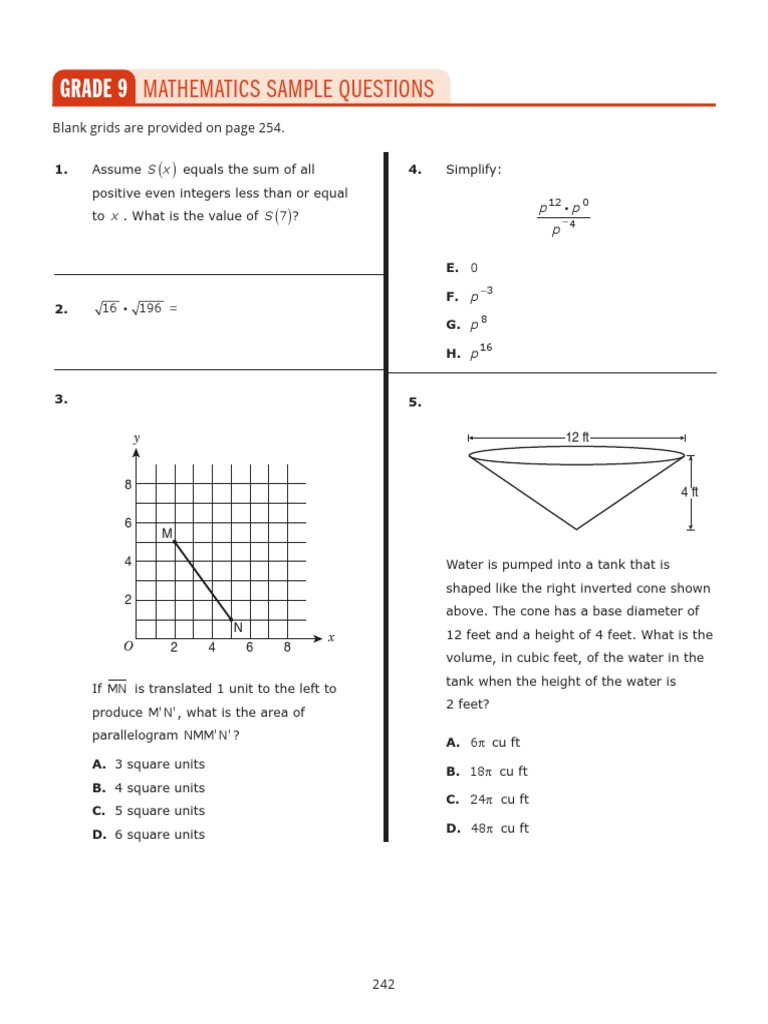 2022 Shsat Mathematics Sample Questions and Explanations | PDF | Area | Mathematics