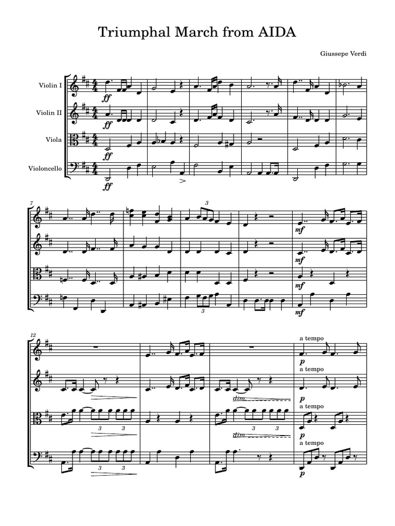 Triumphal - March - From - AIDA String Quartet | PDF | Continuous Pitch ...