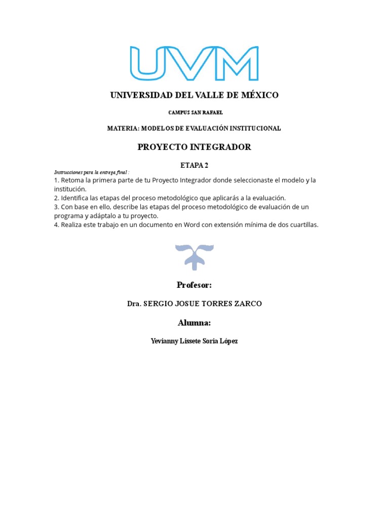 Proyecto Integrador Etapa 1 Uvm | PDF | Evaluación | Aprendizaje