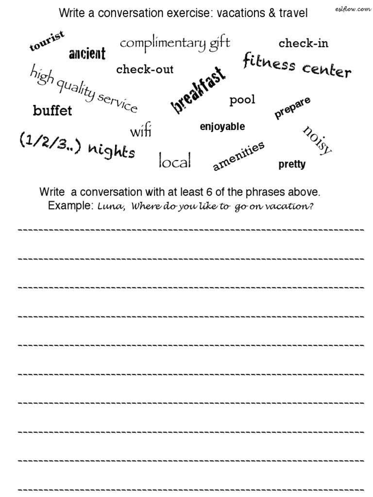 Write A Conversation Vacations and Travel 2022 | PDF