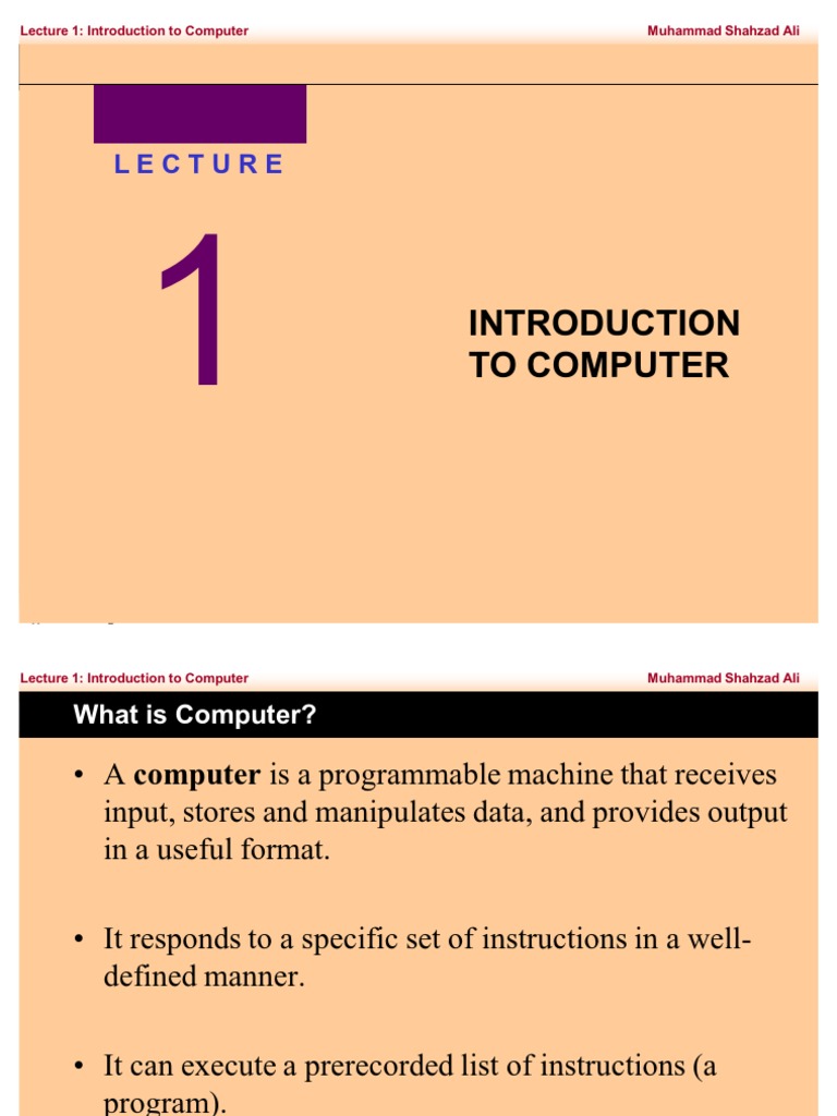 Lec-1 (Introduction To Computer - OMT-I) | PDF | Computer Data Storage ...
