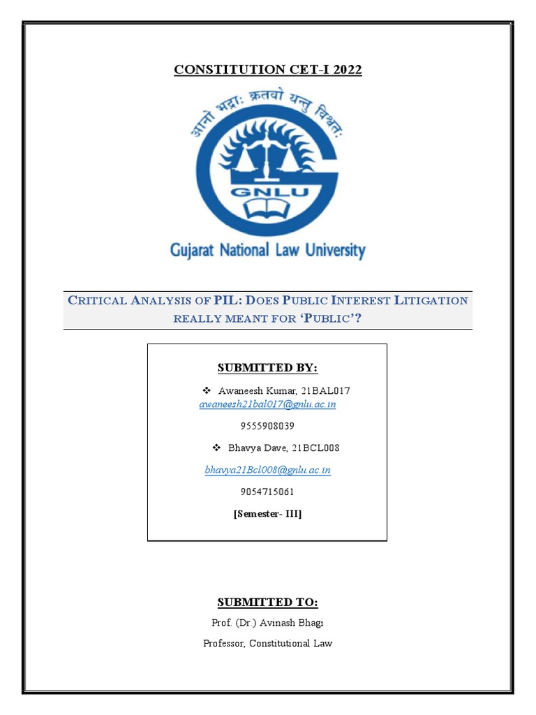 Critical Analysis of Public Interest Litigation | PDF | Supreme Court ...