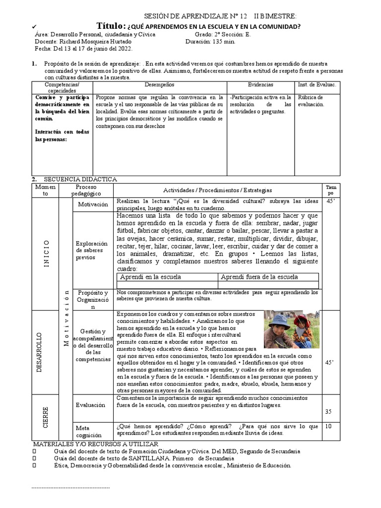 Dpcc-Sesión 12 - 2do | PDF | Evaluación | Maestros