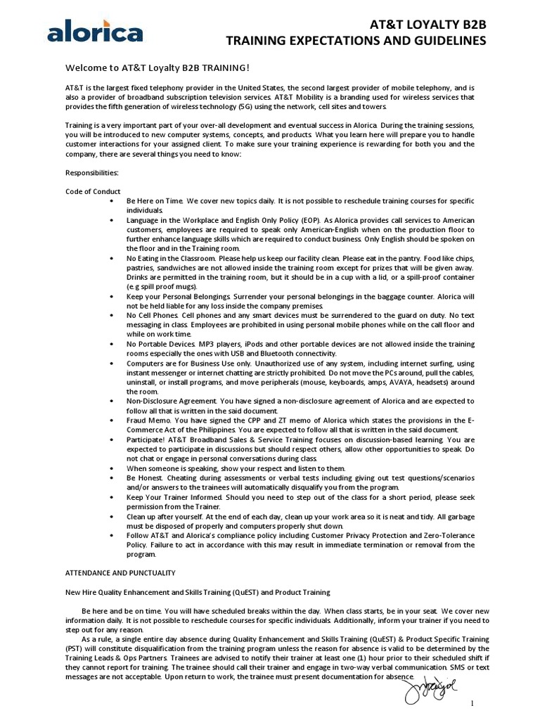 Training Expectations and Guidelines 2022 - Loyalty B2B 04.22.2022 ...