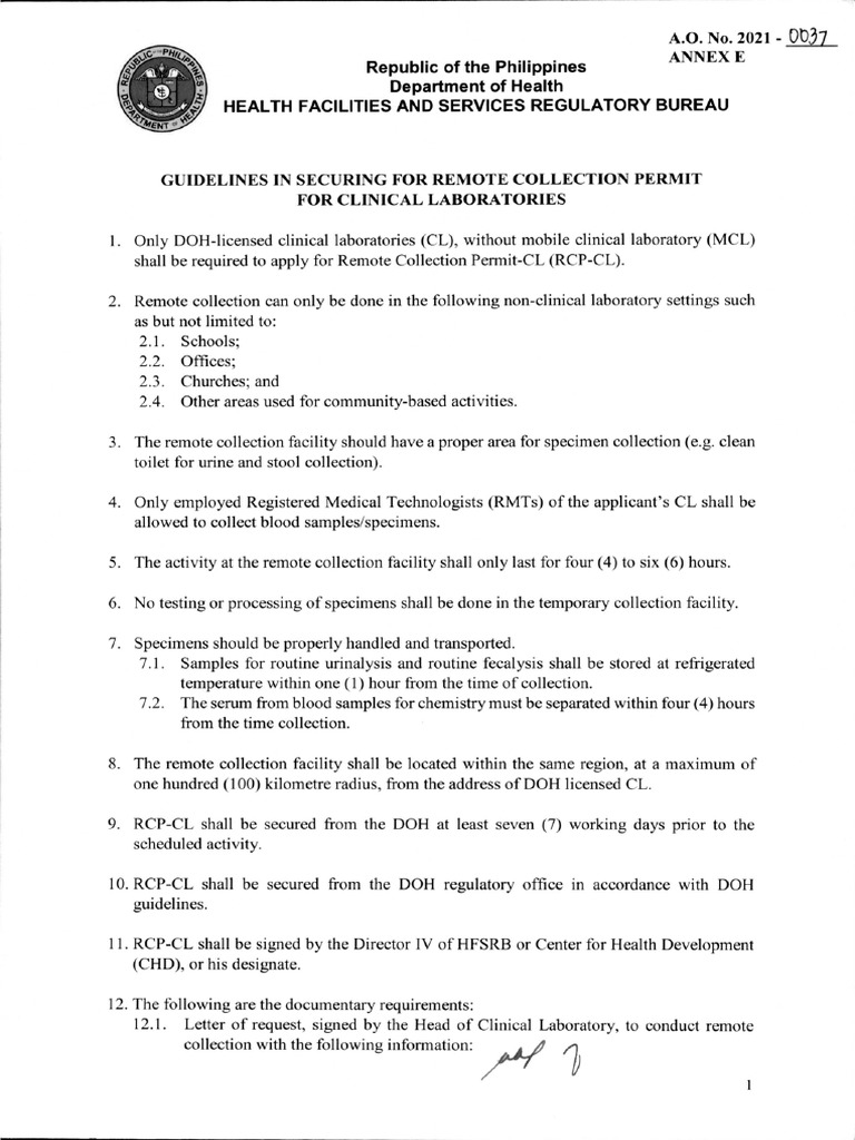 Remote Collection Permit Guidelines | PDF | Medical Laboratory ...