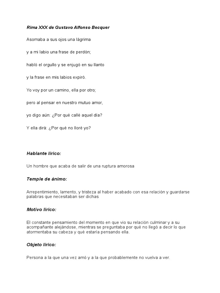 Rima XXX de Gustavo Alfonso Becquer | PDF
