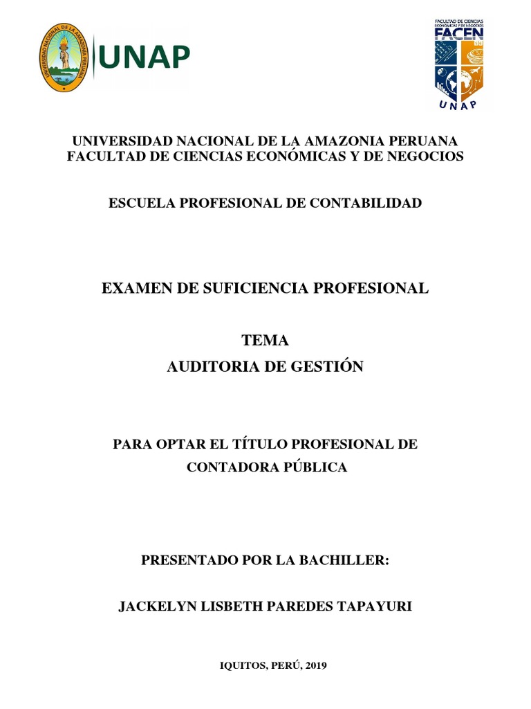 Jackelyn Informe Titulo 2019 | PDF | Auditoría | Administración Pública