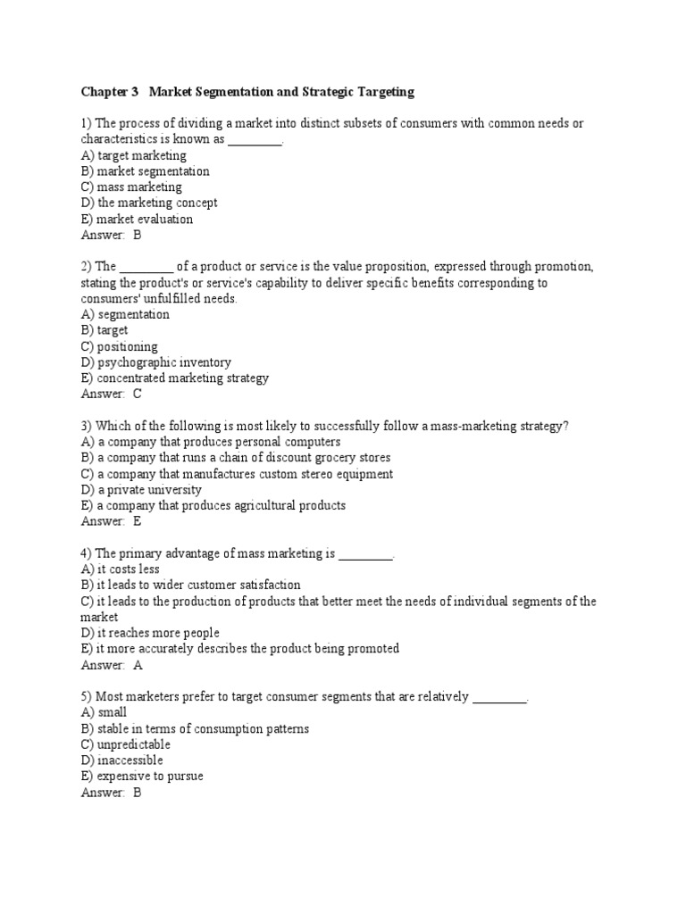 Consumer Behavior Quiz 2 | PDF | Market Segmentation | Marketing