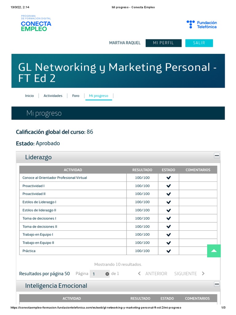 Mi Progreso - Conecta Empleo 100 P | PDF | Cognición | Comunicación