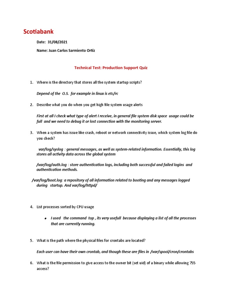 Scotiabank Technical Test Production Support Quiz | PDF | Computer File ... Scotiabank Technical Test Production Support Quiz | PDF | Computer File ...