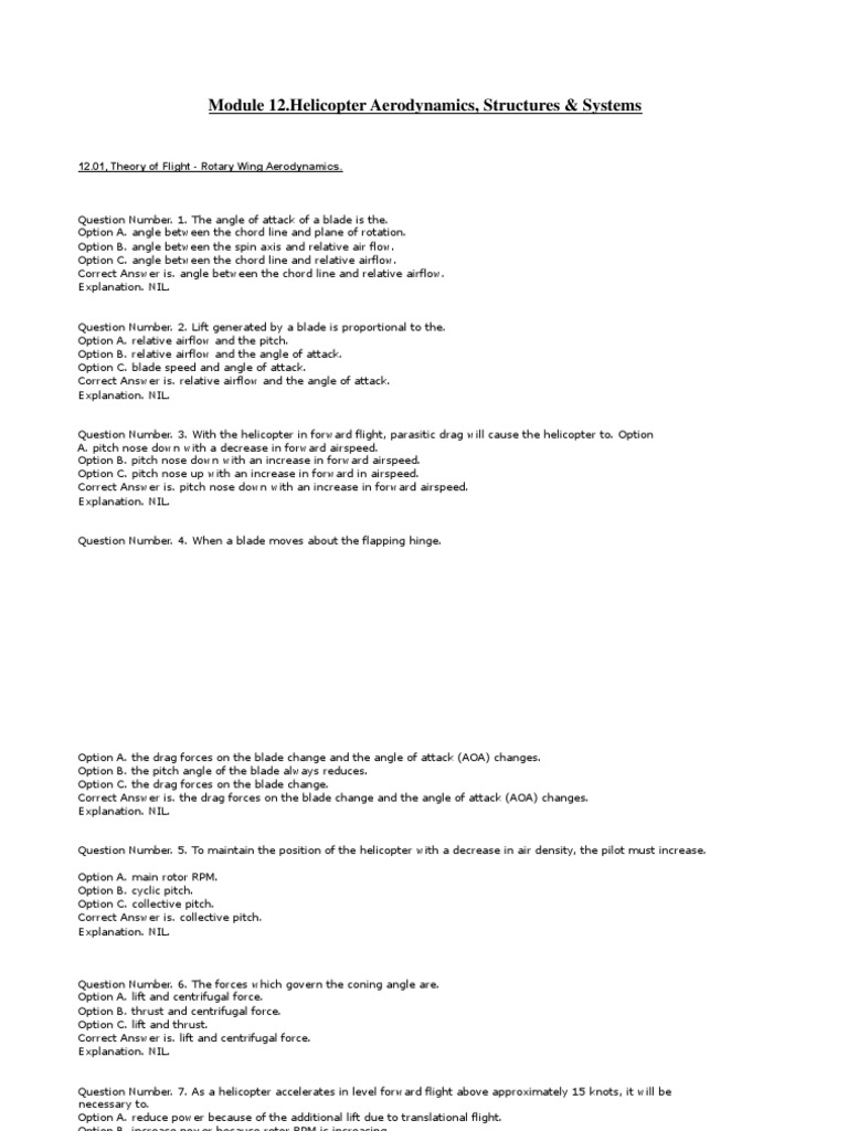 Easa Questions Helicopter | Download Free PDF | Helicopter Rotor ...