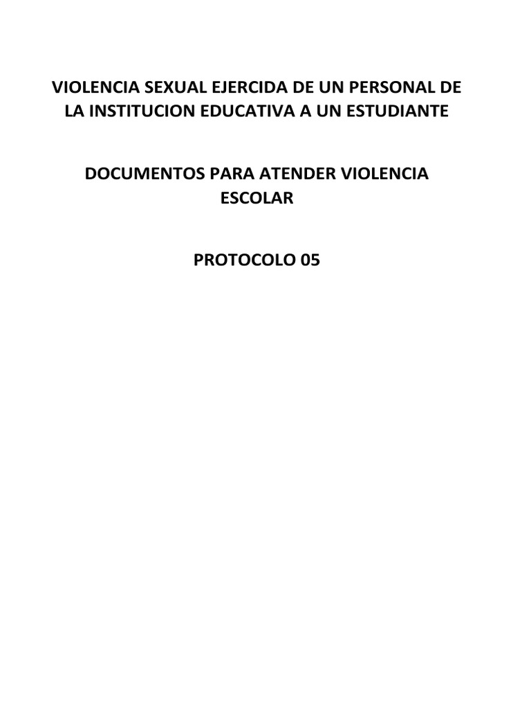 Protocolo 5 Violencia Sexual de Un Personal de La Ie A Estudiante | PDF | Violación | Violencia