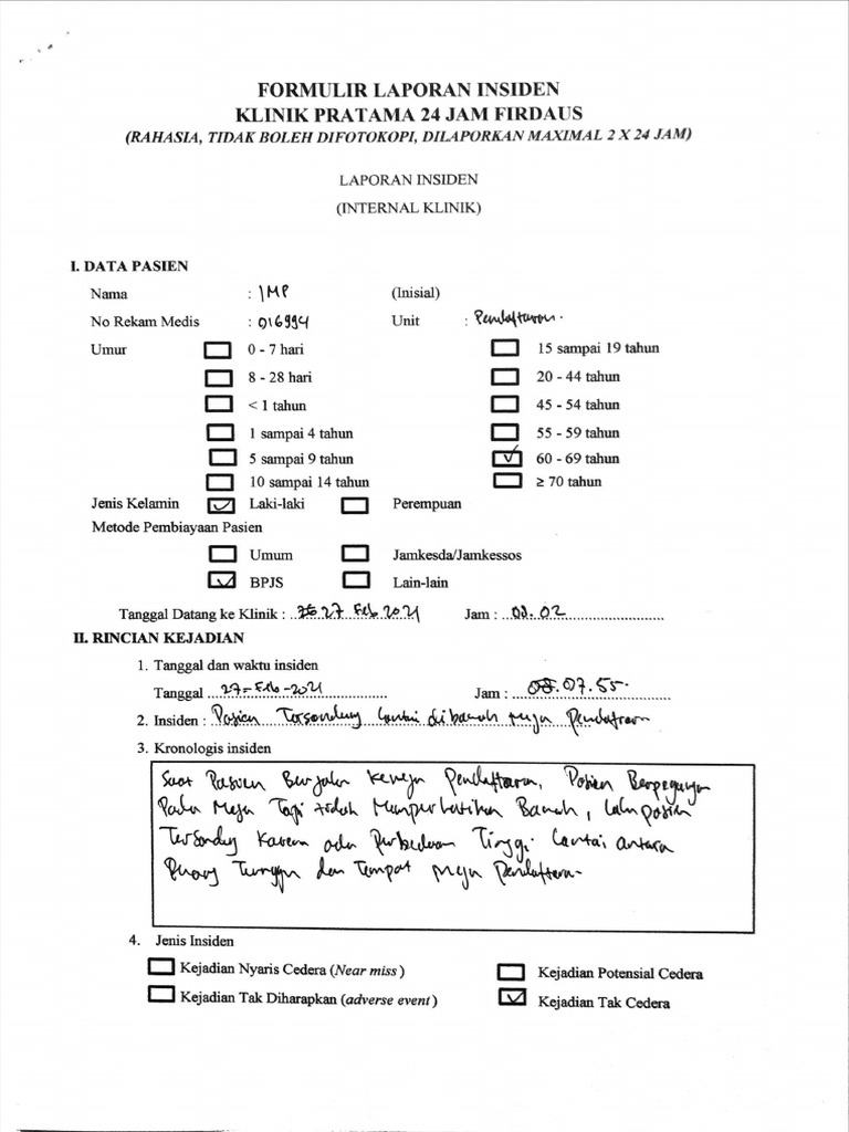 #12 Contoh Laporan IKP Kaki Tersandung | PDF
