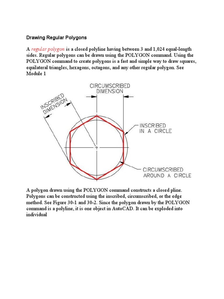 AutoCAD Regular Polygon Guide | PDF