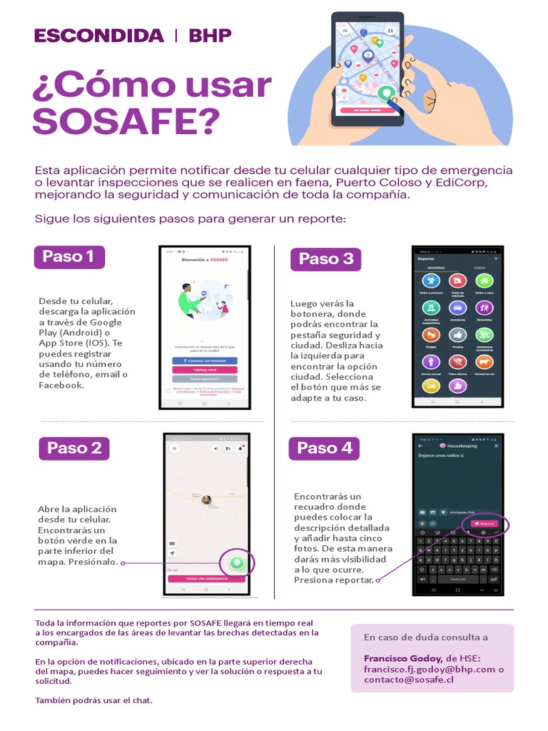 Afiche Cómo Usar SOSAFE | PDF | Software | Smartphone