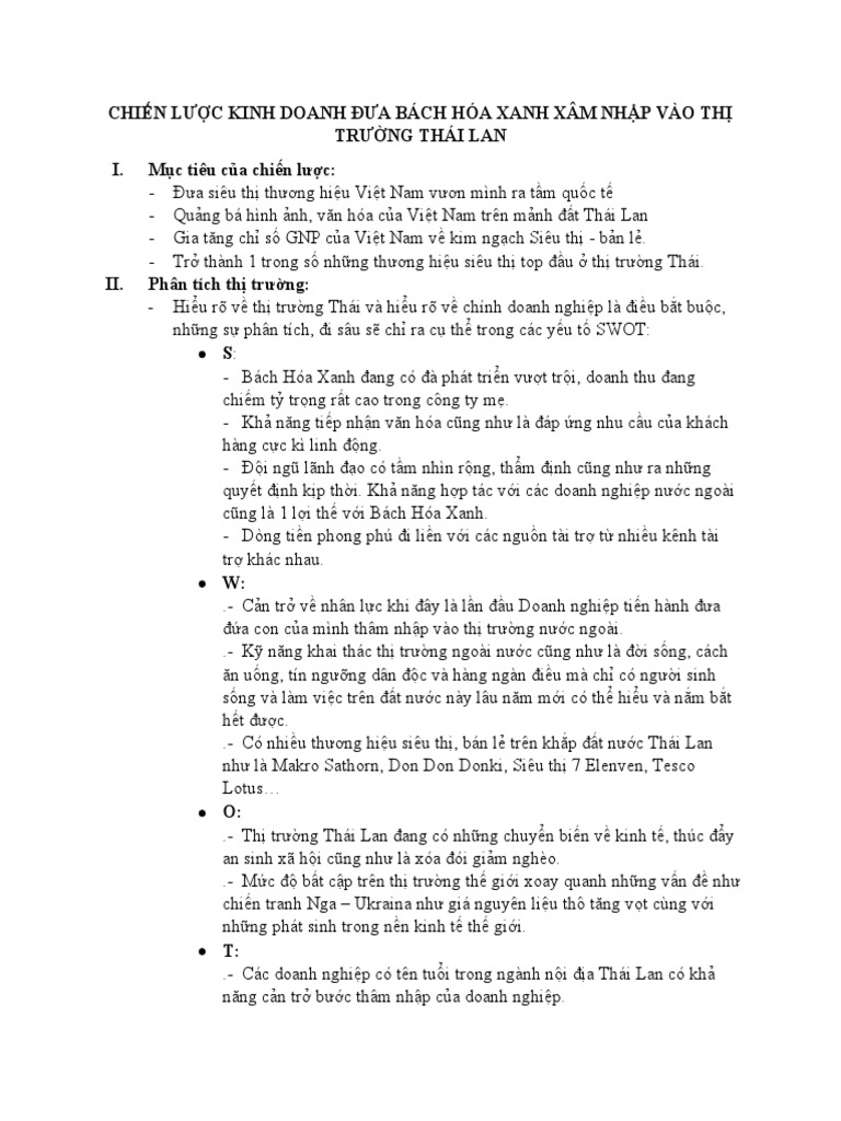 CHIẾN LƯỢC THÂM NHẬP THÁI CỦA BHX | PDF
