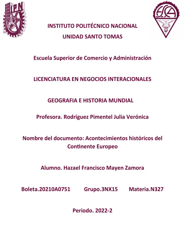 Act - 6 - Acontecimientos Históricos Del Continente Europeo - HFMZ ...