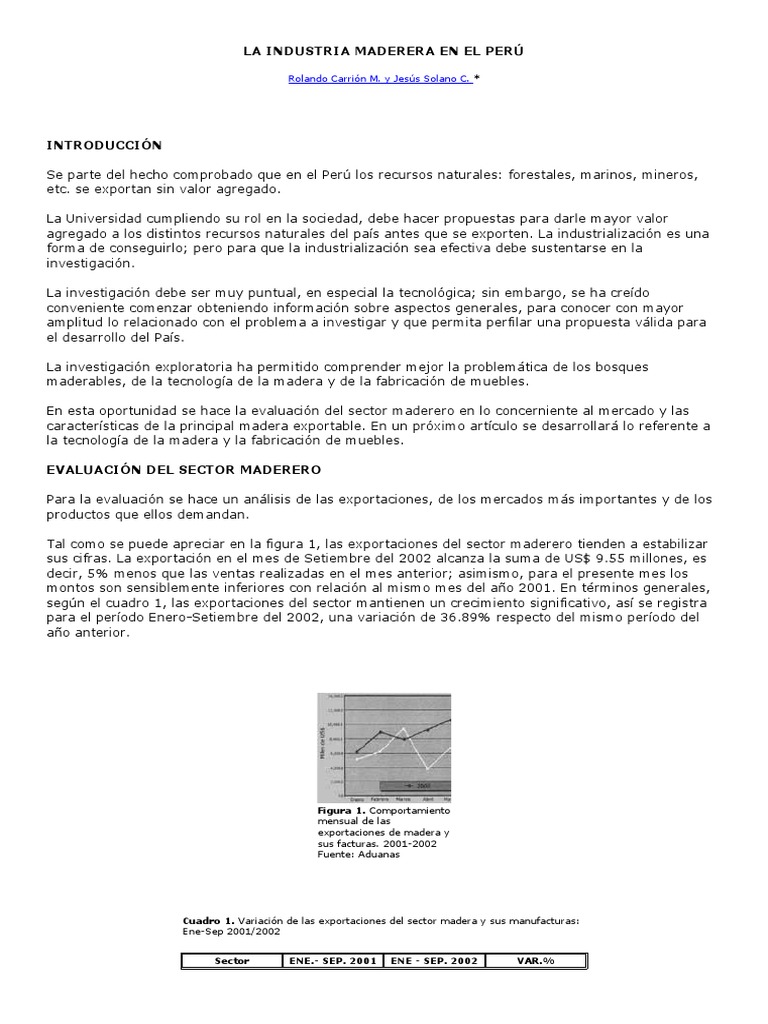 La Industria Maderera en El Per1 | PDF | Madera | Productos extranjeros