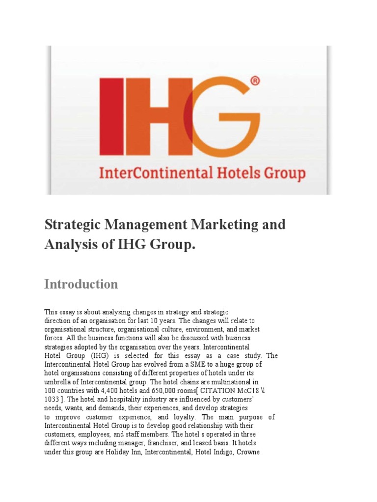 Strategic Management Marketing and Analysis of IHG Group | PDF | Hotel ...
