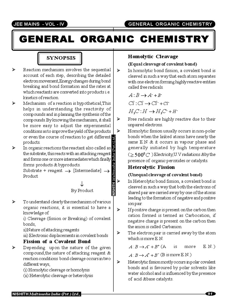 Understanding Organic Reaction Mechanisms: Homolytic and Heterolytic Cleavage, Reaction ...