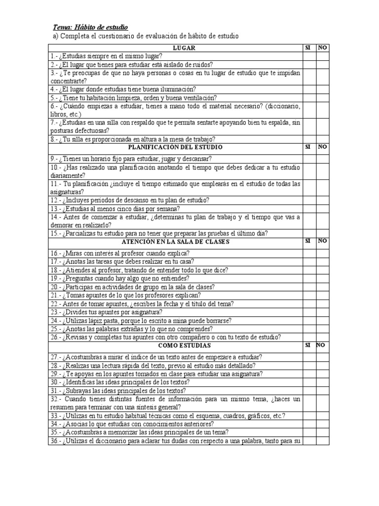 Hábitos de Estudio | PDF