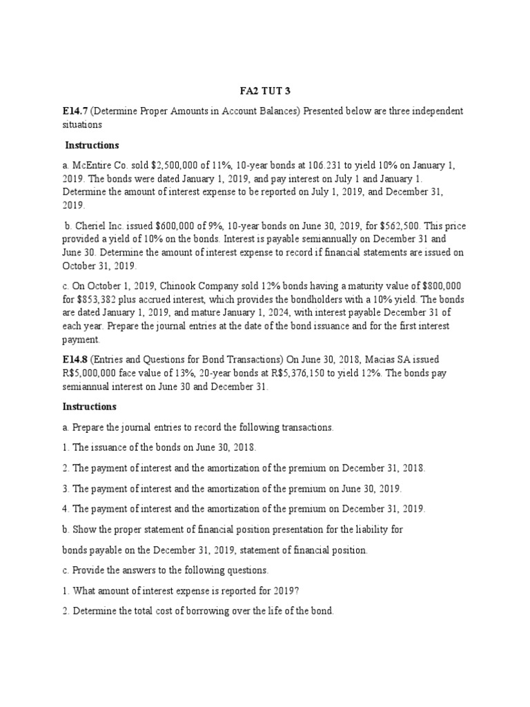 Fa2 Tut 3 | PDF | Bonds (Finance) | Lease