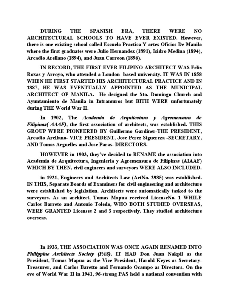 First Filipino Architect: Felix Roxas | PDF | Philippines