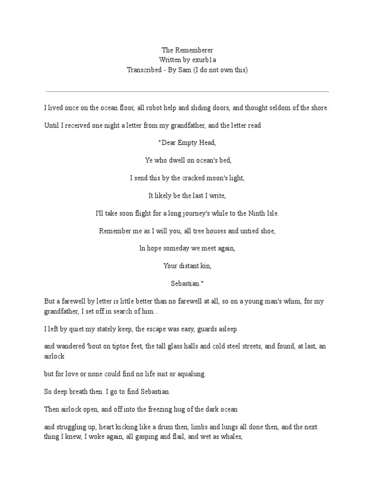The Rememberer: A Journey to Wisdom | PDF | Samuel Taylor Coleridge