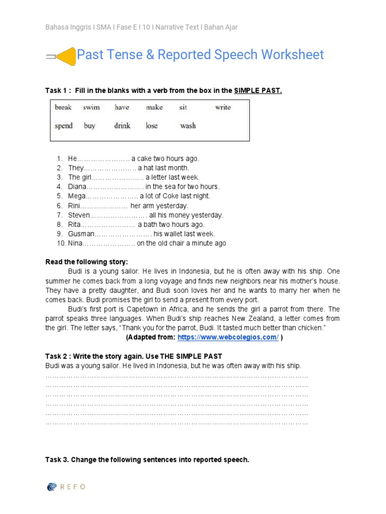 Simple Past Tense Narrative Worksheet | PDF | Linguistics