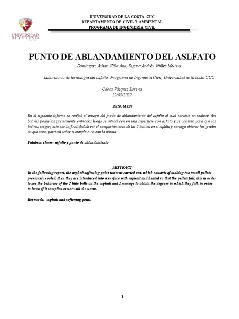 Laboratorio Punto de Ablandamiento Jose Hereira | PDF | Temperatura ... Laboratorio Punto de Ablandamiento Jose Hereira | PDF | Temperatura ...