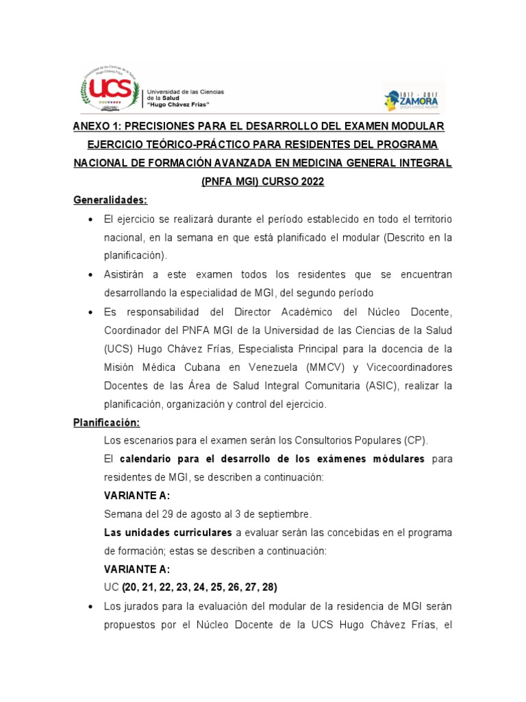 Anexo 1. Precisiones Examen Modular Teorico Practico | PDF | Prueba (evaluación) | Medicina CLINICA