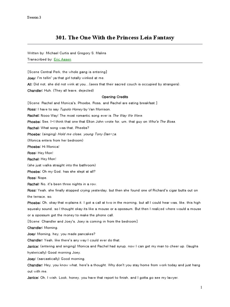 프렌즈 (미국드라마) 전시즈 (문서 + mp3) Season03 - Script | PDF | Friends