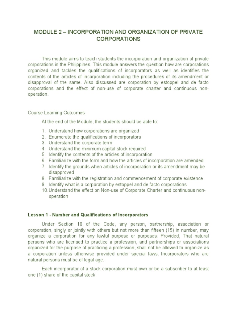 Module 2 - Revised Corp Code - Incorporation | Download Free PDF ...