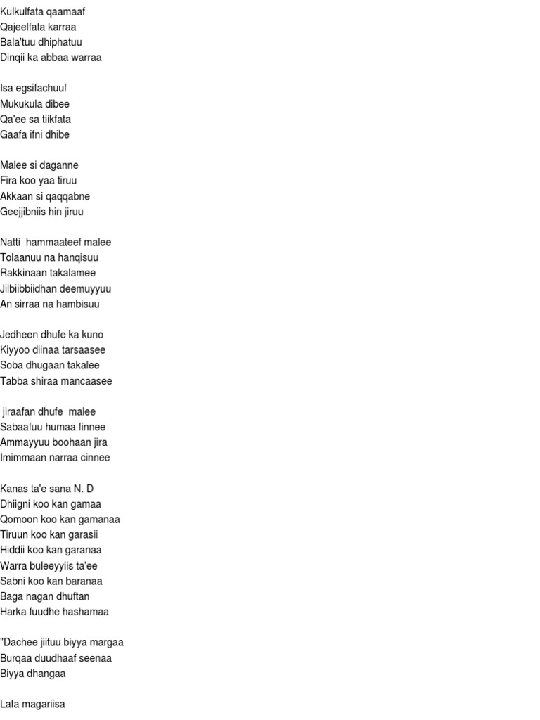 Kuusaa Walaloo Nadhii | PDF