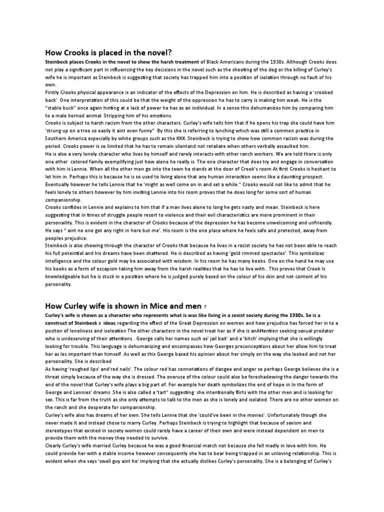 Question and Answers Mice and Men | PDF