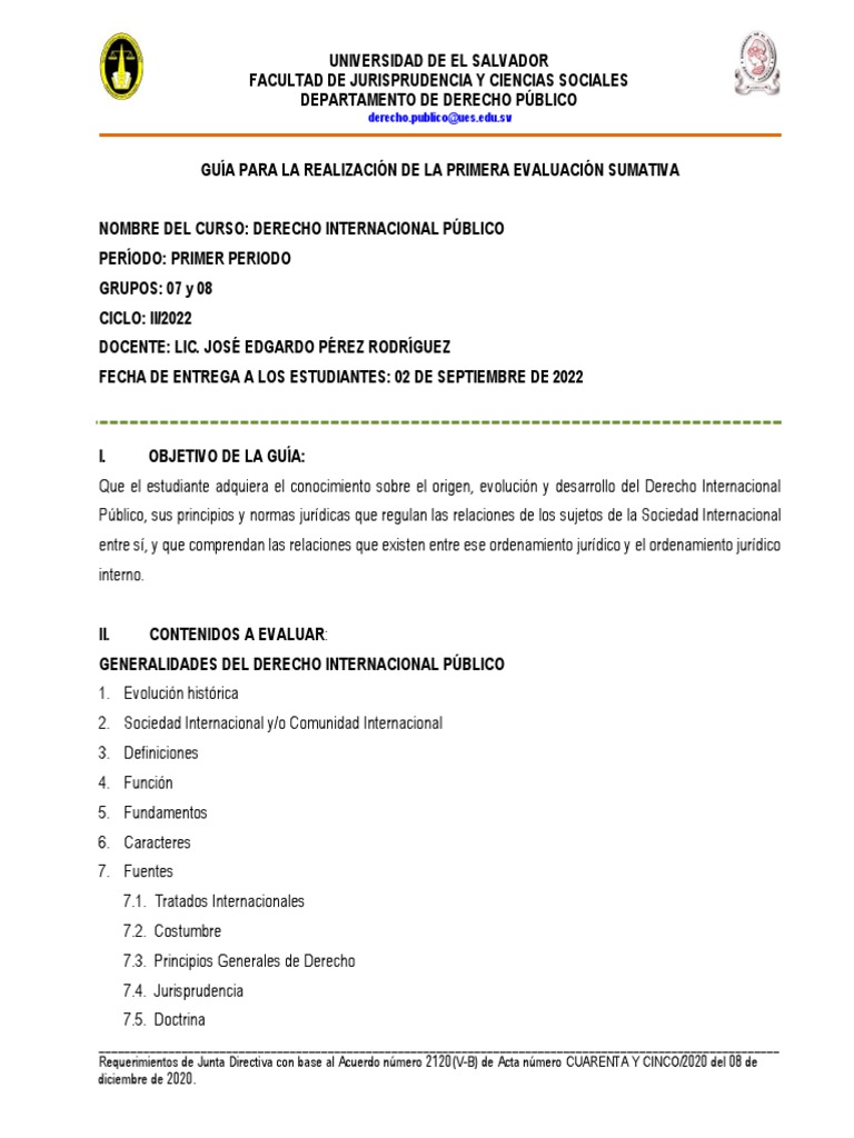 Guia de La Primera Evaluación Sumativa DIP II-2022 | PDF | Ley internacional | Principios éticos