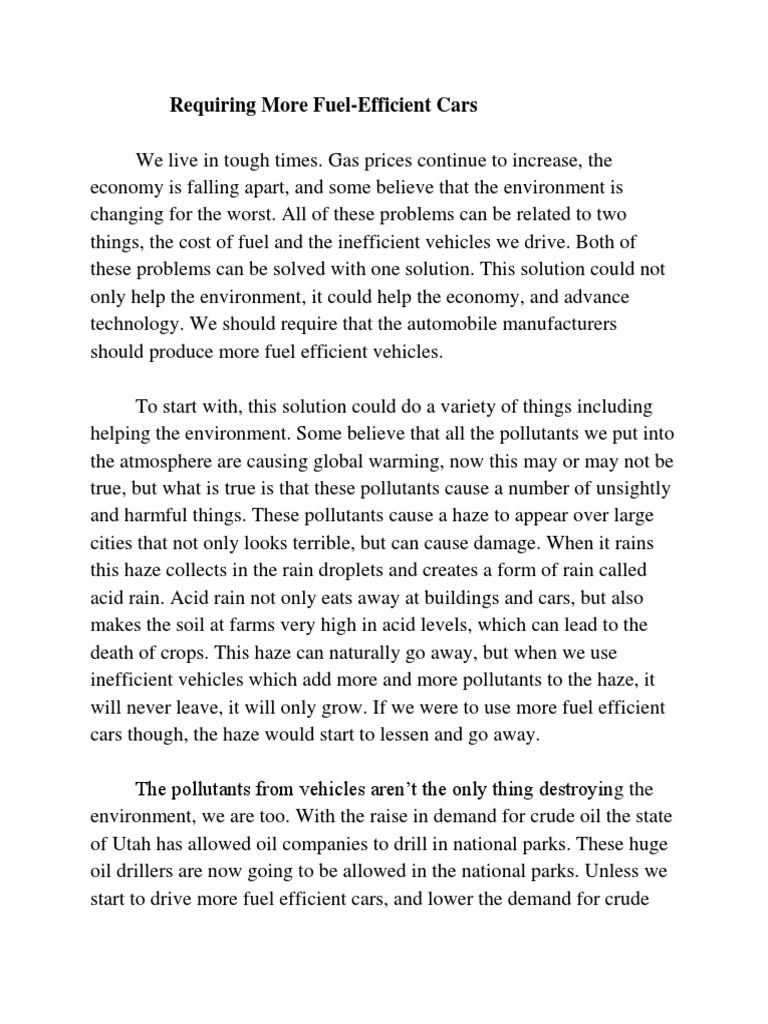 Persuasive Essay Example For Grade 8 | PDF | Fuel Economy In ...