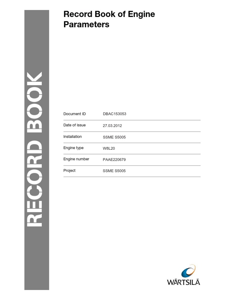 W8L20 (PAAE220679) - Record Book | PDF | Internal Combustion Engine ...