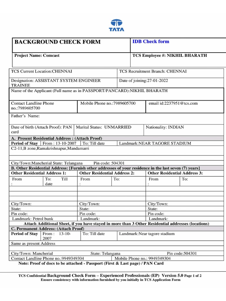 IDB Check-BGC Form | PDF