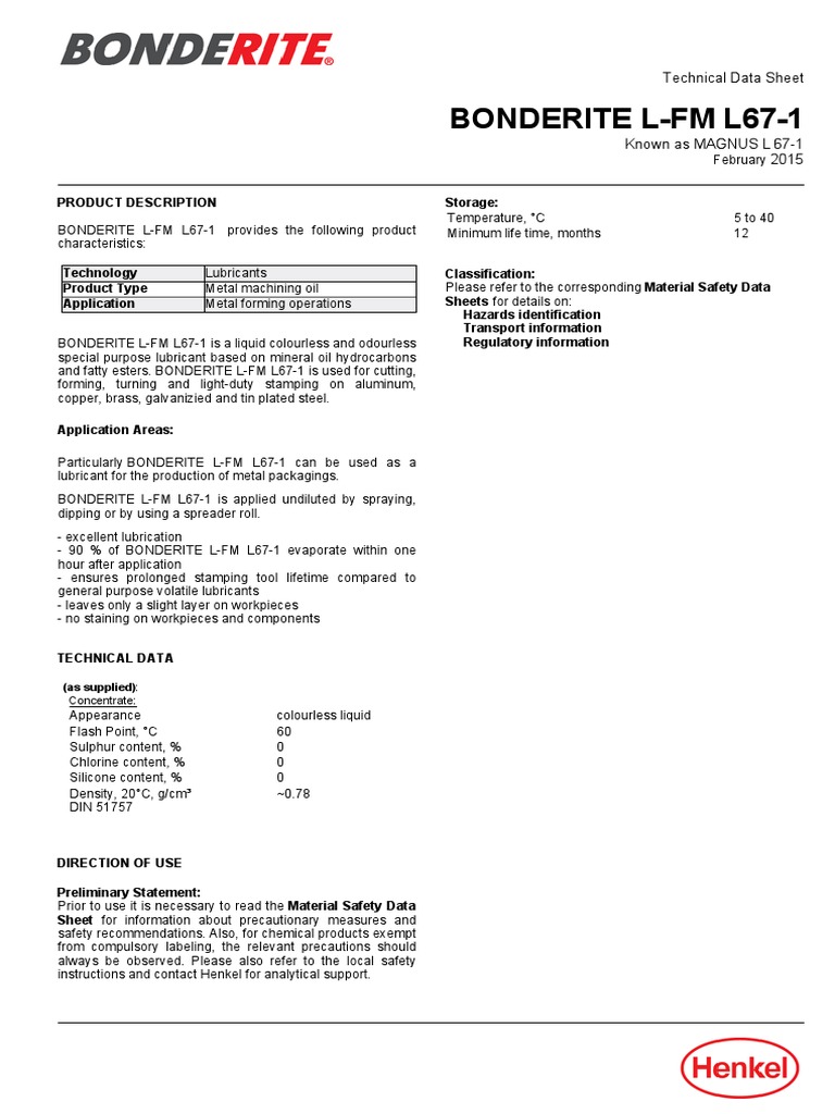 BONDERITE L-FM L67-1 -EN | PDF