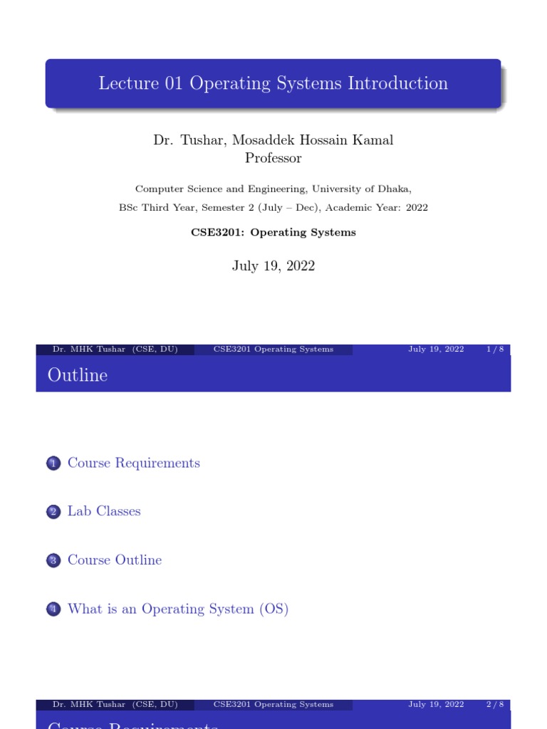 Lecture 01 Operating Systems Introduction | PDF | Operating System ... Lecture 01 Operating Systems Introduction | PDF | Operating System ...
