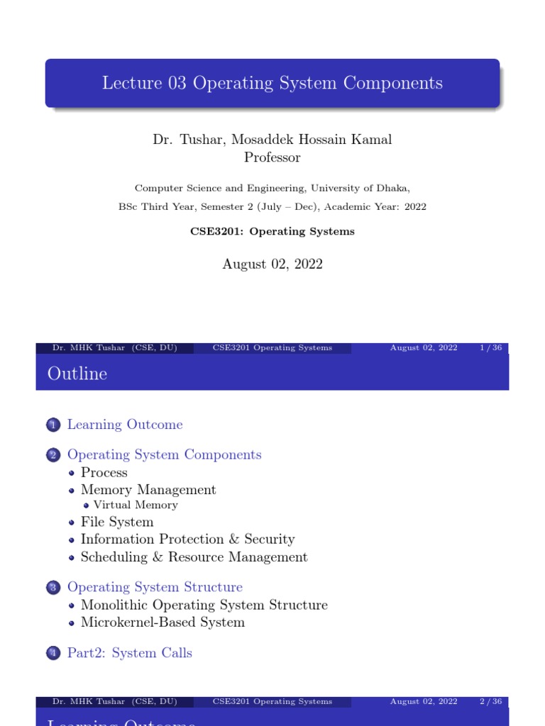 Lecture 03 | PDF | Kernel (Operating System) | Operating System Lecture 03 | PDF | Kernel (Operating System) | Operating System